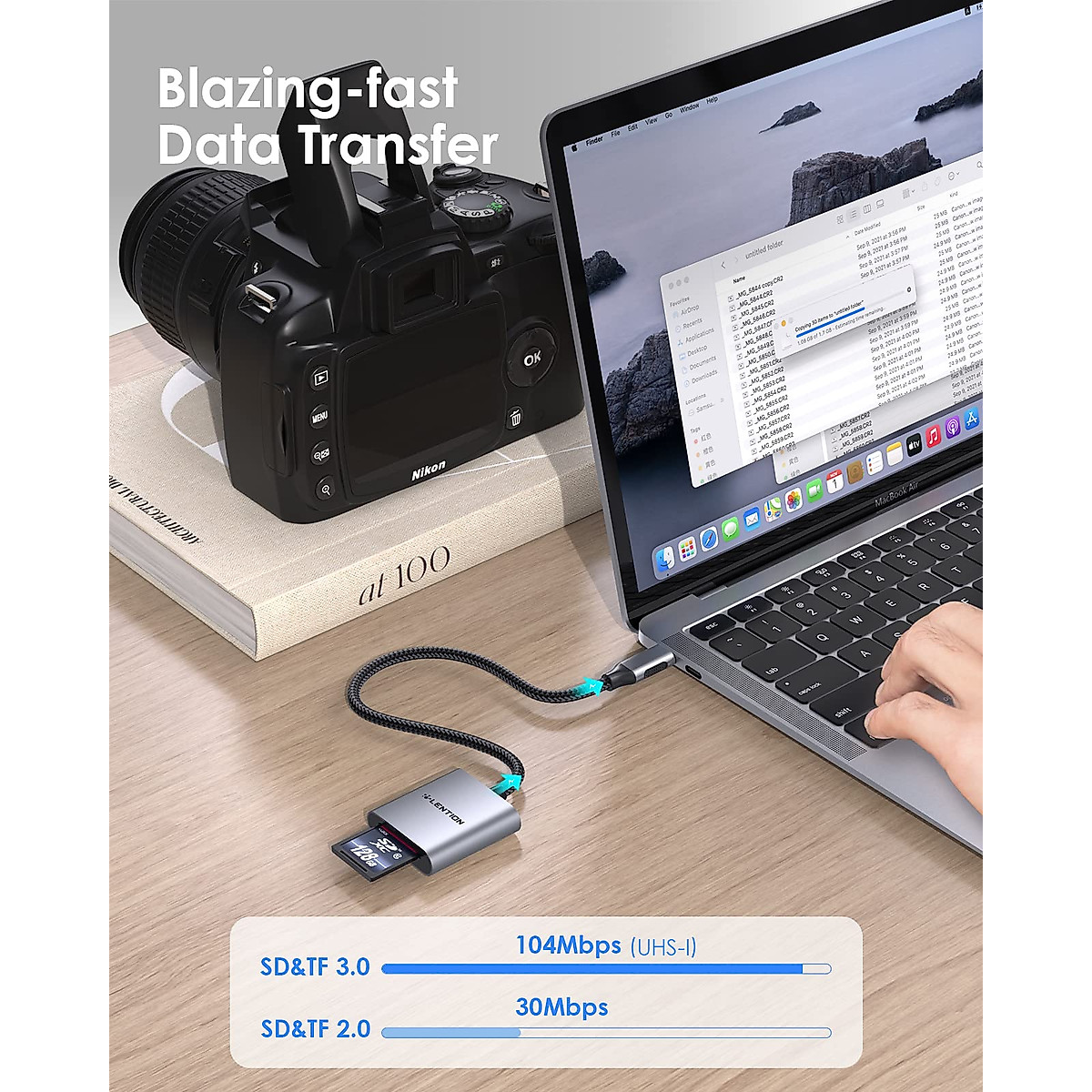 LENTION USB C to SD/Micro SD Card Reader, Type C SD 3.0 Card Adapter Compatible 2023-2016 MacBook Pro 13/15/16, New Mac Air/iPad Pro/Surface, More (CB-C8, Space Gray)