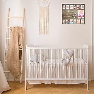 Baby's First Year Picture Frame, 12 Month Milestone Photo Frame, Wall Collage for Newborn Baby, Keepsake Idea for First Birthday, New Mom Dad, Baby Shower, Christening, Christmas, Grandparents