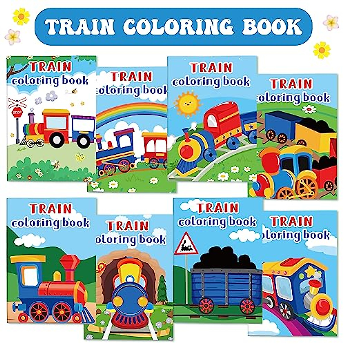 Faccito 24 Pcs Train Coloring Books Bulk Party Favors Trains Mini DIY Art Drawing Book, Drawing DIY Art Painting Color Booklet Goody Bags Fillers Games Party Favors