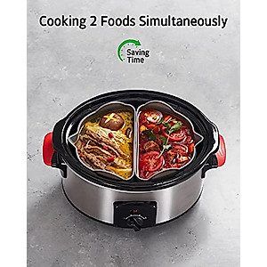 Syntus Slow Cooker Liners Divider, Large Size Crock Pot Liners Divider Insert Reusable Silicone Cooking Liner Dishwasher Safe, Fit 6QT to 8QT for Slow Cooker Crockpot, Grey