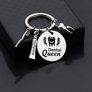 WSNANG Dentist Gifts Dental Queen Keychain Dental Assistant Graduation Gift Dental Hygienist Jewelry for Women (Dental Queen Keychain)
