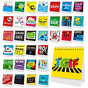 Gethelud 40 Pages Funny Desk Sign, Desktop Flip Book 34 Different Fun and Flip-Over Messages Plus 6 Pages Erasable Blank Cards for Office Gifts Desk Accessories