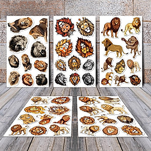 Pack 50 Pcs Cute Animal Lion Stickers for Water Bottles Waterproof Laptop Luggage Computer Scrapbooking Teens Adults Girls Kids Funny Aesthetic Sticker Packs Small Vinyl Decals