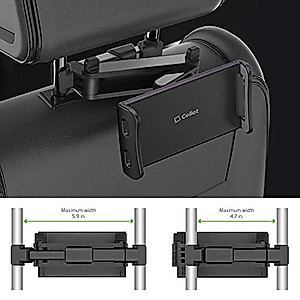 Cellet Dual Adjustable Phone Holder & Tablet Mount for Car Back Seat Headrest Compatible with Apple iPad, Air, Pro, Mini, iPhone 14 Pro Max Plus 13 Samsung Galaxy, Google Pixel, Moto