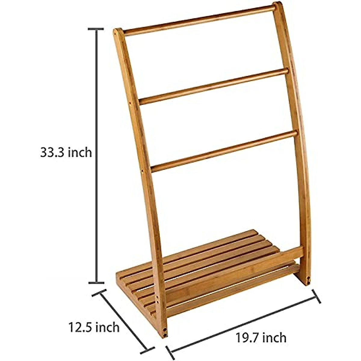 Household Items Bamboo Towel Rack Holder for Bathrooms,Freestanding Beach Towel & Poolside Rack with Bottom Storage Shelf,Quilt Rack Stand or Blanket Rack for Living Room or Bedroom 1pcs
