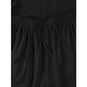 Womens Linen Shorts with Elastic Waistband Comfort Fit Skinsoft Summer Shorts (Large, 3bh05_Black)