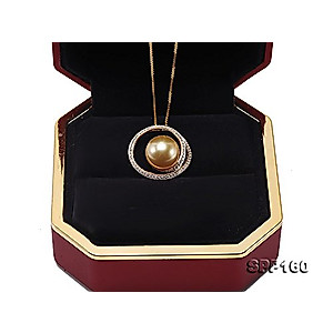 JYX Pearl 14K Gold Pendant AAA Quality Genuine 11.5mm Golden South Sea Pearl Pendant Necklace for Women