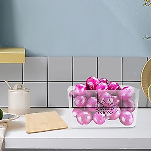 Xbopetda Onion Storage, Onion Keeper with Bamboo Lid, Transparent Acrylic Onion Storage Bin, Pantry Storage and Organization, Potato Onion Garlic Organizer Container for Kitchen Countertop - Clear