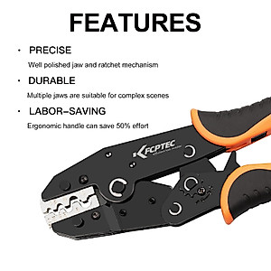 KF CPTEC Crimping Tool Set 5PCS - Ratchet Wire Crimper Kit - Quick Exchange Jaw for Heat Shrink, Insulated Electrical Connectors, Insulated and Non-Insulated Ferrules, Non-Insulated Terminal Crimper