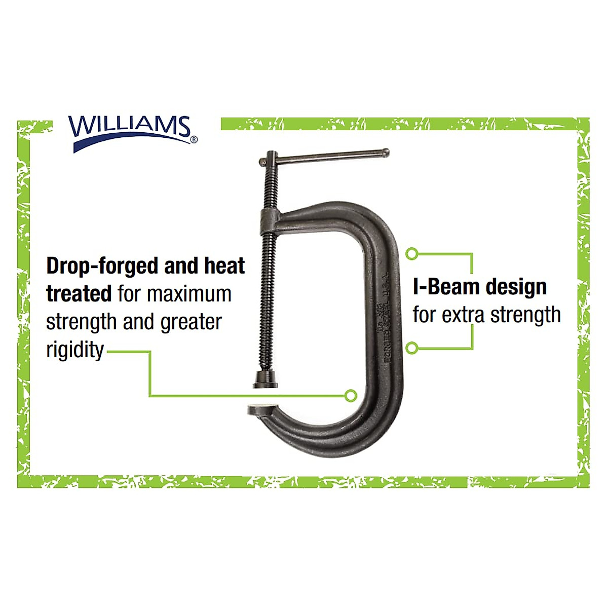 Williams CC-408S 8-Inch Drop Forged C Clamp , Black