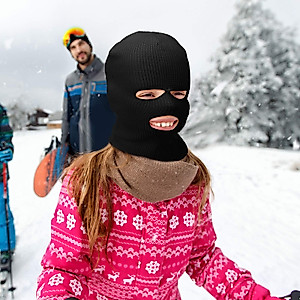 3 Pieces 3 Hole Ski Mask Knitted Full Face Cover Adult Balaclava Knit Ski Face Cover Thermal Knitted Head Wrap for Men Women(Black, Gray, Navy Blue)