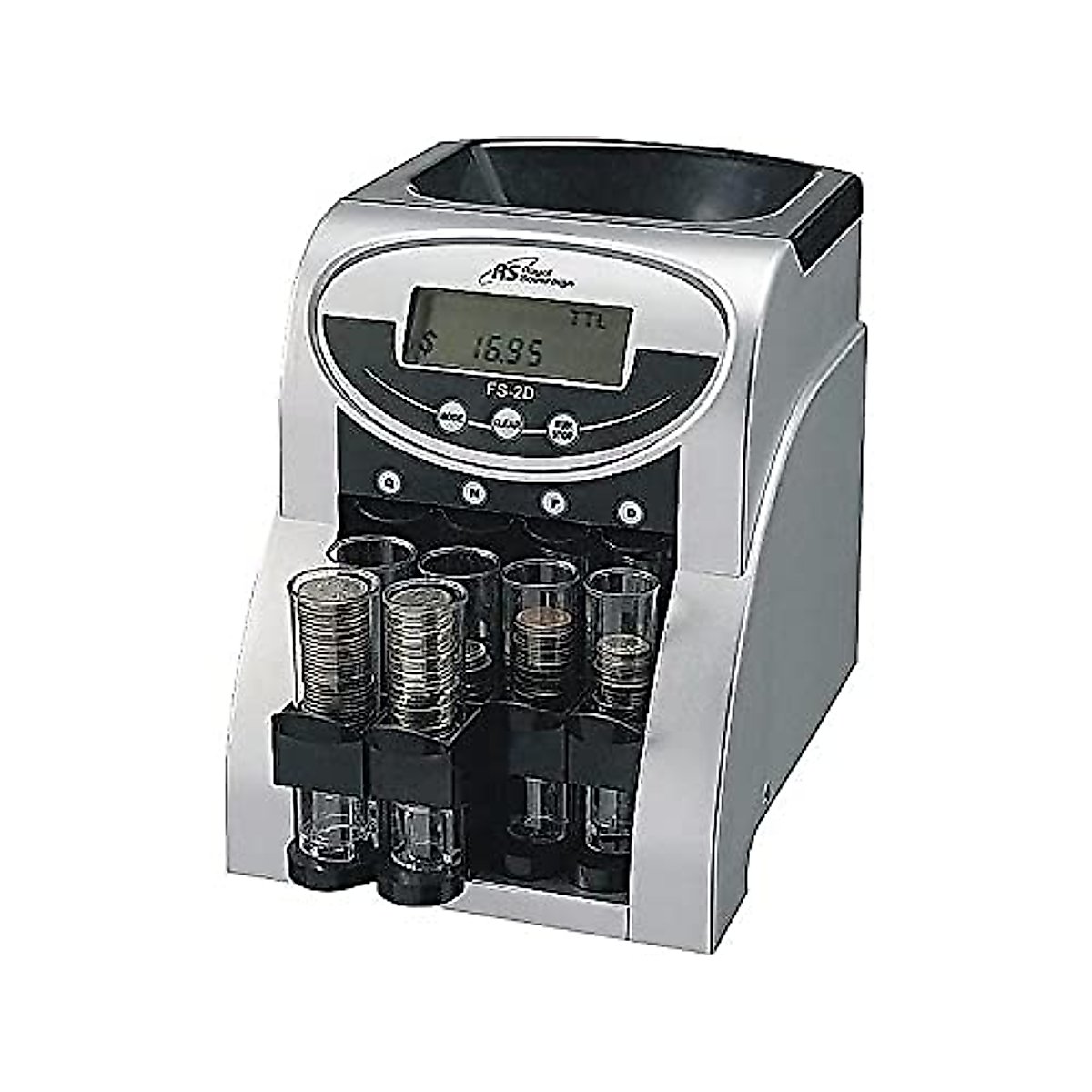 Royal Sovereign 2 Row Electric Coin Counter With Patented Anti-Jam Technology and Digital Counting Display (FS-2D),Blk/Silver