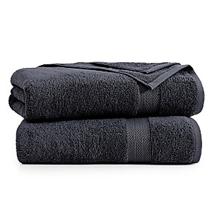 LANE LINEN Bath Sheets Bathroom Towel Set- 2 Pack 100% Cotton Extra Large Towels, Oversized Luxury Towels Set, Shower Sets for Bathroom, 35x66 - Black