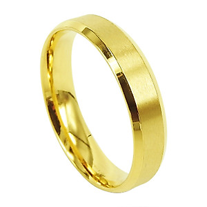 Everstone Women Titanium Ring Gold Matte Wedding Band Anniversary Engagement Ring Unisex Ring 5mm Size 3.5-16.5