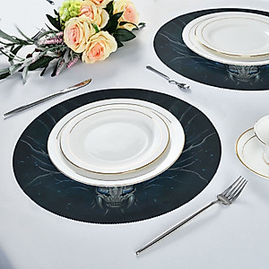 Kigai Round Placemats for Dining Table Set of 4, Grey Dragon Non-Slip Washable Table Mats Kitchen Heat Resistant Place Mats for Outdoor Indoor Table Decoration