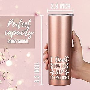 Onebttl Retirement Gifts for Women, Funny Retirement Tumbler 20oz Stainless Steel, Retirement Gifts for Coworkers, Grandma, Friends, Nurse, Retired Gifts - Rose Gold (I Don't Give a Sip I'm Retired)