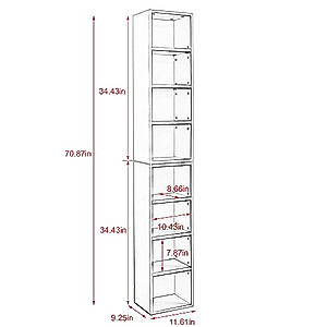 8-Tier Media Tower Rack, CD DVD Slim Storage Cabinet with Adjustable Shelves, Tall Narrow Bookcase Display Bookshelf for Home Office, Black