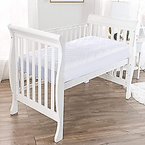 2 Pack Ultra Soft Cotton Crib Mattress Protector Pad for 52 x 28 or 52x27 Toddler Bed Waterproof Quilted Fitted Baby Matress Cover