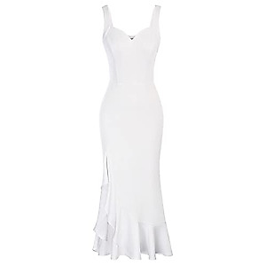 GRACE KARIN Women's Formal Dress Sweetheart Neck Split Bodycon Mermaid Evening Cocktail Long Dresses White 2XL