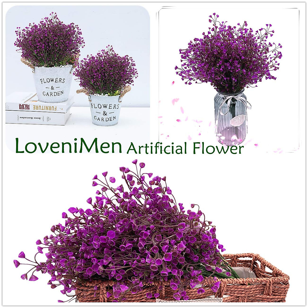 LOVENIMEN Artificial Chrysanthemum Flowers, Real Touch Silk Daisy Plastic Plants Home Decorations for Bridal Wedding Bouquet Bunches Hotel Party Garden Floral Décor Purple 4pack