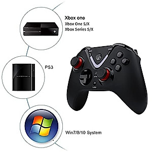 ROTOMOON Wireless Game Controller with LED Lighting Compatible with Xbox One S/X, Xbox Series S/X Gaming Gamepad, Remote Joypad with 2.4G Wireless Adapter Perfect for FPS Games (Black)