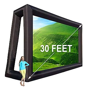 fitnessandfun 30ft Huge Inflatable Projector Screen - Blow Up Outdoor Movie Screens - 360 Inch for TV & Movies - Seamless, Portable, Front & Rear Projection(30ft with Blower)