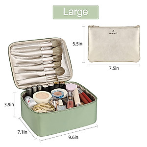 Pocmimut Makeup Bag,Cosmetic Bag for Women Travel Make Up Bag with Brush Compartment for Women(Green)