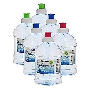 Arrow H2O On The Go Water Bottle, 18 Fl Oz (Includes 6 Bottles) - Mini Clear Plastic Water Bottle with Push Cap - Made in the USA, BPA Free - Built-In Handle, Ideal for School and Sports Practice