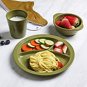 PandaEar Safe Stackable (4 Pack) Authentic Bamboo Baby Toddler Bowls Dinnerware, Non-Toxic Top Rack Dishwasher Safe, Eco-Friendly BPA Free(Neutral)