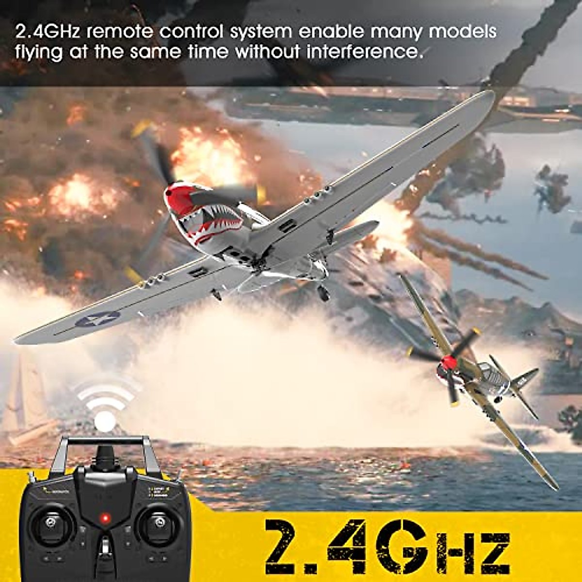 VOLANTEXRC RC Plane 4 Channel P40 Warhawk Remote Control Airplane Fighter RTF with 6-Axis Gyro, 3 Modes Easy to Fly, 2.4GHz Radio Controlled Aircraft for Beginners, Boys & Adults