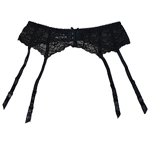 TVRtyle Black Lace Sexy Women Metal Clips Garter Belts For Stockings,Black, Small