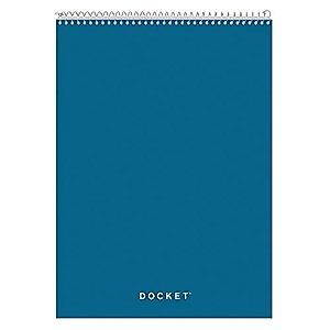 TOPS 63631 Docket Wirebound Ruled Pad w/Cover, 8 1/2 x 11 3/4, White, 70 Sheets