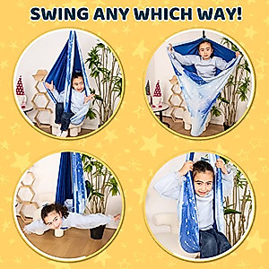 MoJo Bloom Sensory Swing for Kids Indoor & Outdoor - Adults and Kids Hammock Swing - Sensory Joy Therapy Swing for Kids with ADHD, Anxiety, Special Needs - Therapy Pod Swing for Kids