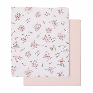 NoJo Ballerina Piggy Pink and White Tutu Dress, Ballet 100% Cotton 2Pk Muslin Swaddles