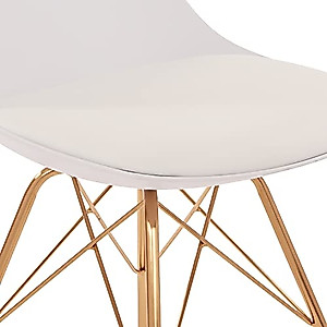 OSP Home Furnishings Oakley Mid-Century Modern Bucket Dining Chair with Faux Leather Padded Seat, White