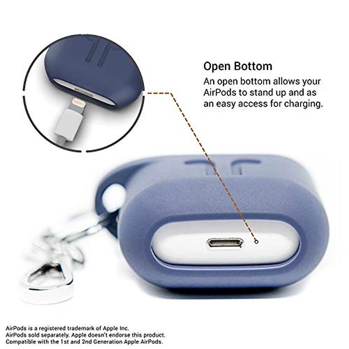 PodPocket Scoop AirPod Storage Case with Protective Translucent Silicone and Impact Protection Indigo Blue