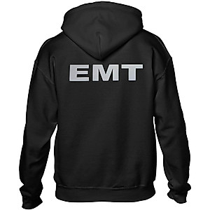 Smart People Clothing EMT Hoody, Reflective Logo Soft Fabric, Medical Emergency, First Responder Black