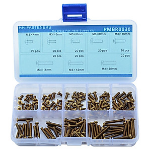 M3 Brass Phillips Pan Head Machine Screws Qty 160-piece Assortmrnt Set,M3x4 M3x5 M3x6 M3x8 M3x10 M3x12 M3x16 M3x20