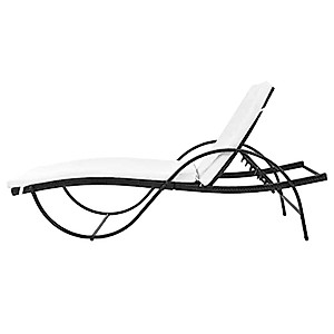 BUKSCYJS Patio Chaise lounges,Outside Lounge Chairs,Sun Lounger with Cushion & Table Poly Rattan Black,Bedroom Lounge Chair,Travel Beach Chair,Bedroom Lounge Chair