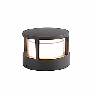 JSBDPHW Simple Metal Small Pillar Lamp Outdoor Waterproof Column Light LED Light Source Garden Wall Gate Post Light Villa Lawn Light Landscape Light