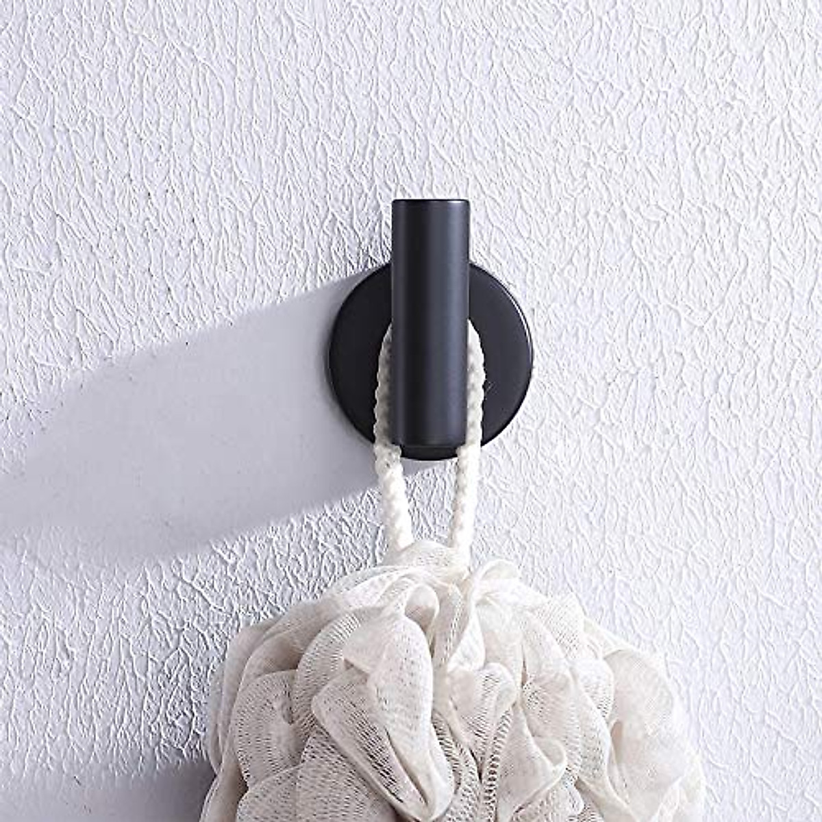Nolimas Towel Coat Hook Matte Black SUS304 Stainless Steel Bathroom Clothes Cabinet Closet Sponges Robe Hook Wall Mounted Round Kitchen Heavy Duty Door Hanger 1 Pack