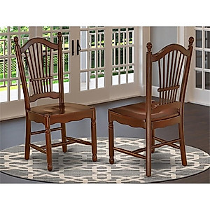 East West Furniture DOC-MAH-W Dover Kitchen Dining Chairs - Slat Back Wood Seat Chairs, Set of 2, Mahogany