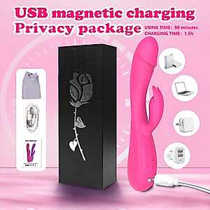 Realistic Vibrator Sex Toy 3in1 Dildo for Women,7 * 7 Vibrators Modes CKSOHOT 8.4'' Liquid Silicone Couple Sex Toy Dildos,IPX7 Fully Waterproof - Rose