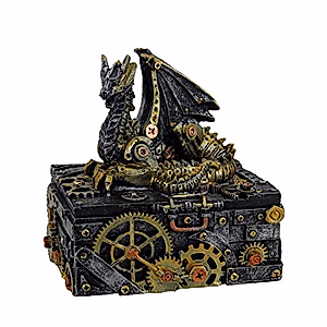 Secret Steam Dragon Decorative Steampunk Trinket Box 6 inch