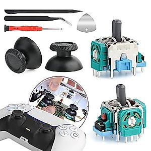 PS5 Joysticks Replacement for Sony Playstation 5 PS5 Controller Joystick Replacement PS5 Analog Stick Replacement Module Potentiometer for PS5 Joystick Thumb Stick Replacement Part with Tools(2Pack)