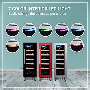 EQUATOR 18 bottle Built-in/Freestanding Wine Ref with 7 color LED Lights (Stainless)