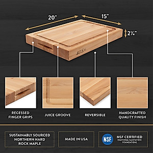 John Boos Block RA02-GRV Maple Wood Edge Grain Reversible Cutting Board with Juice Moat, 20 Inches x 15 Inches x 2.25 Inches