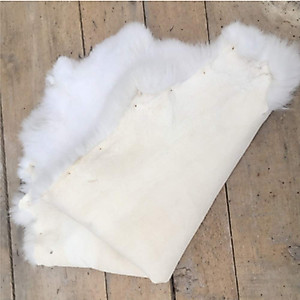 Natural White Craft Grade Rabbit Fur Pelt 10" by 14" with Sewing Quality Leather Soft Professionally Tanned 1PCS