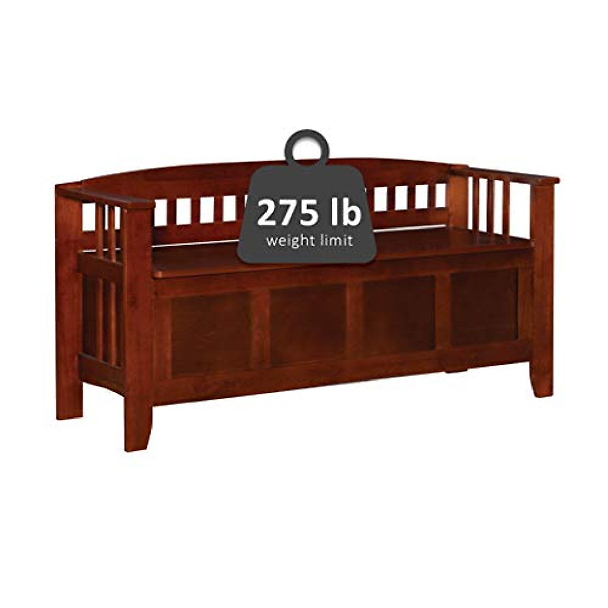 Linon Home Decor Storage Bench with Short Split Seat Storage, Walnut, 50 inchw x 17 inchd x 25.25 inchh.