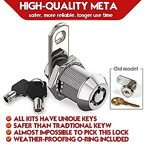 MKING Locks Tubular Cam Lock,RV Storage Lock,Cabinet Locks, Keyed Alike Removable Key (7/8 Inch 90°, Chrome Pack of 4)